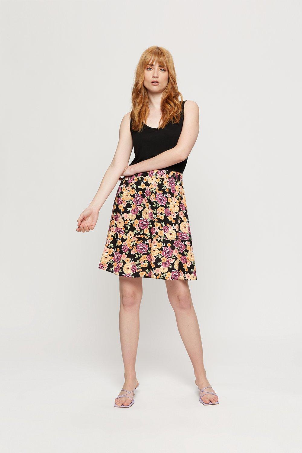 Skirts Yellow Purple Floral Flippy Mini Skirt Dorothy Perkins
