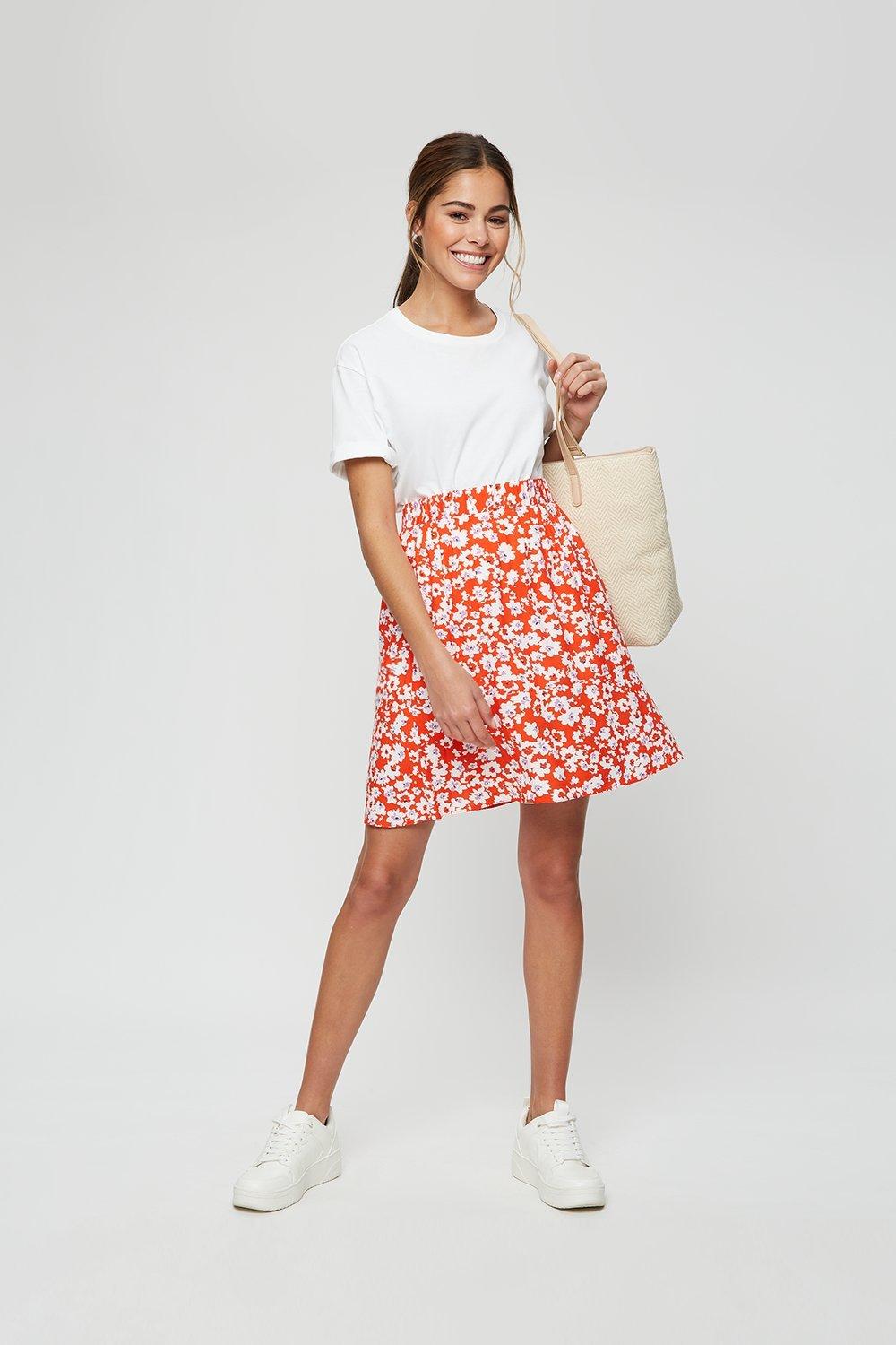 Skirts Red Ditsy Flippy Mini Skirt Dorothy Perkins