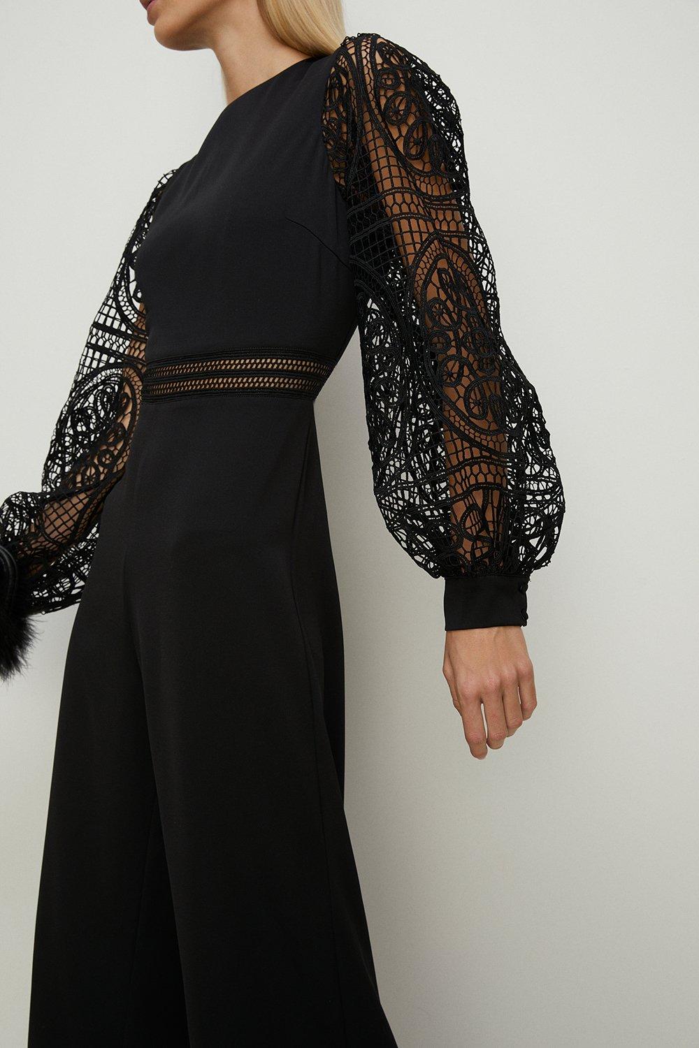 Jumpsuits Lace Detail Wide Leg Jumpsuit Oasis