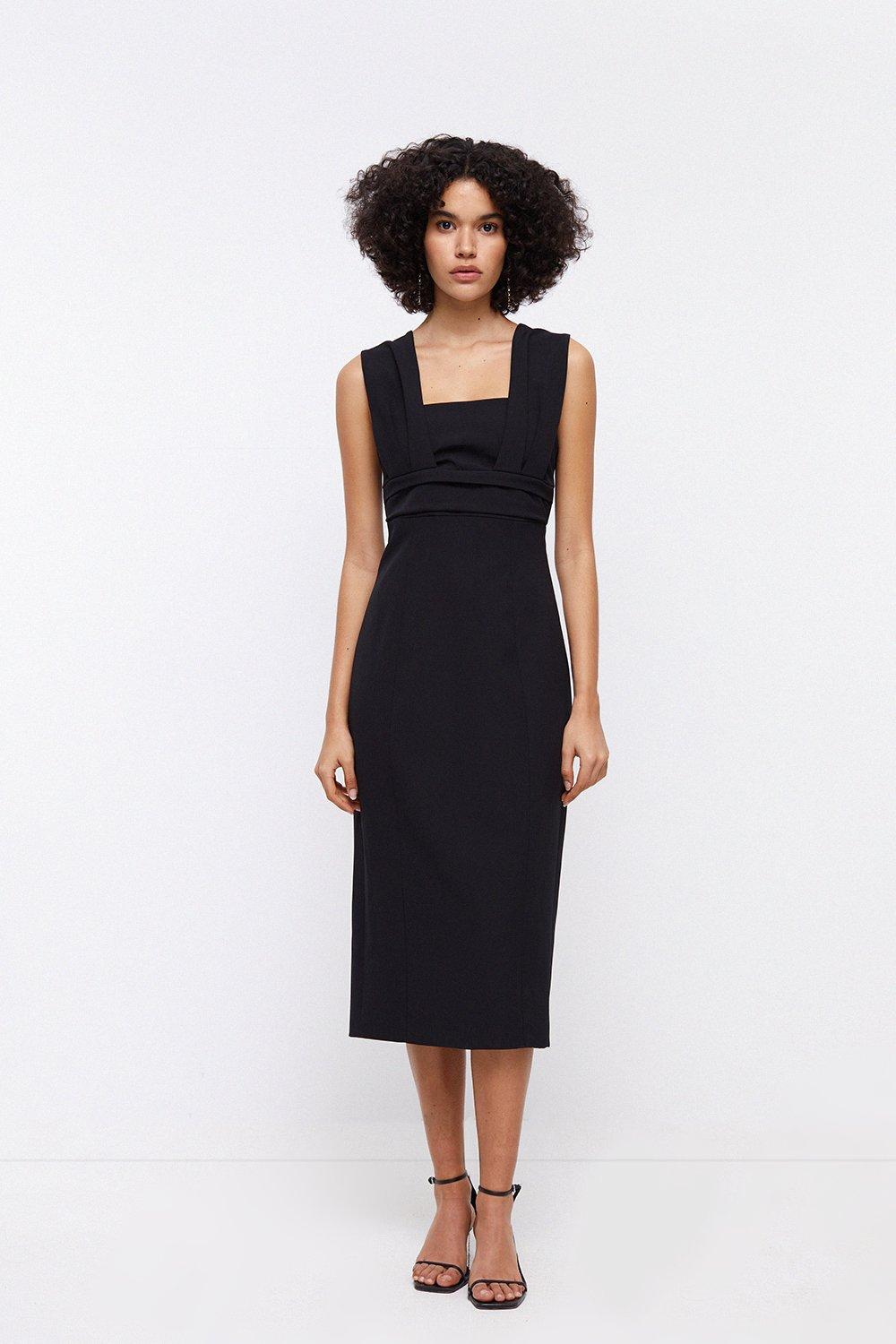Dresses Pleated Strap And Waist Detail Pencil Dress Coast