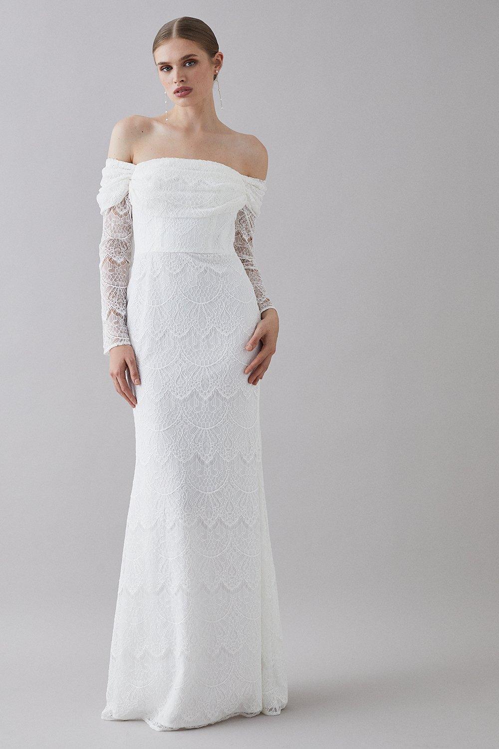 Coast Eyelash Lace Bardot Long Sleeve Dress Debenhams