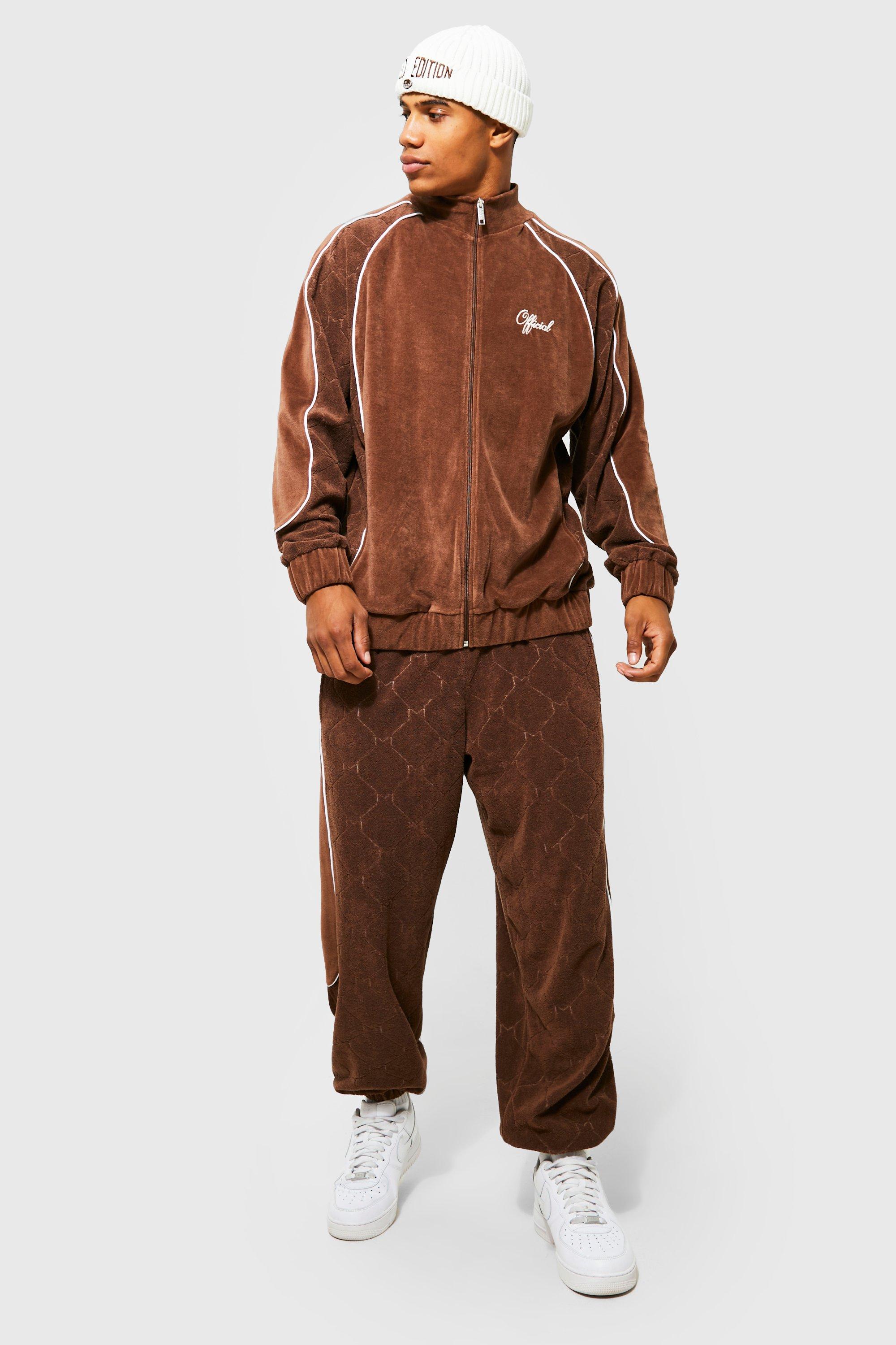 Oversized Velour Debossed Print Track Top | boohoo USA Oversized Velour Debossed Print Track Top | boohoo USA