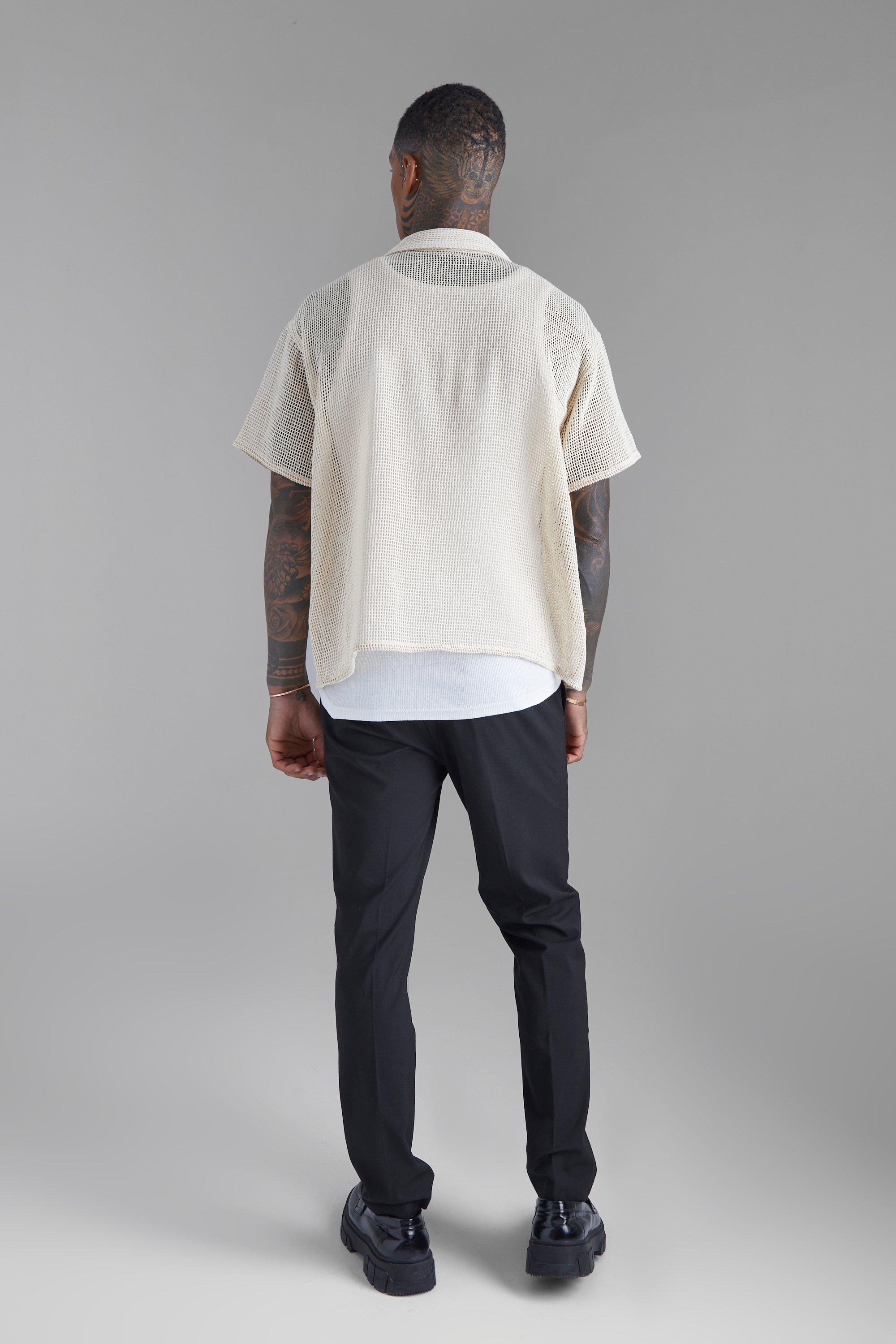 Short Sleeve Boxy Open Weave Shirt | boohoo DK Short Sleeve Boxy Open Weave Shirt | boohoo DK
