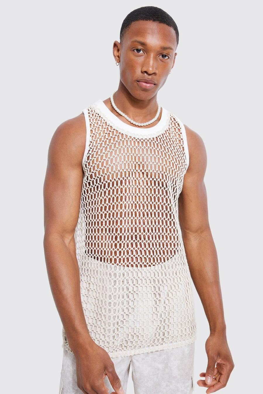 Large Scale Open Mesh Vest | boohoo UK Large Scale Open Mesh Vest | boohoo UK
