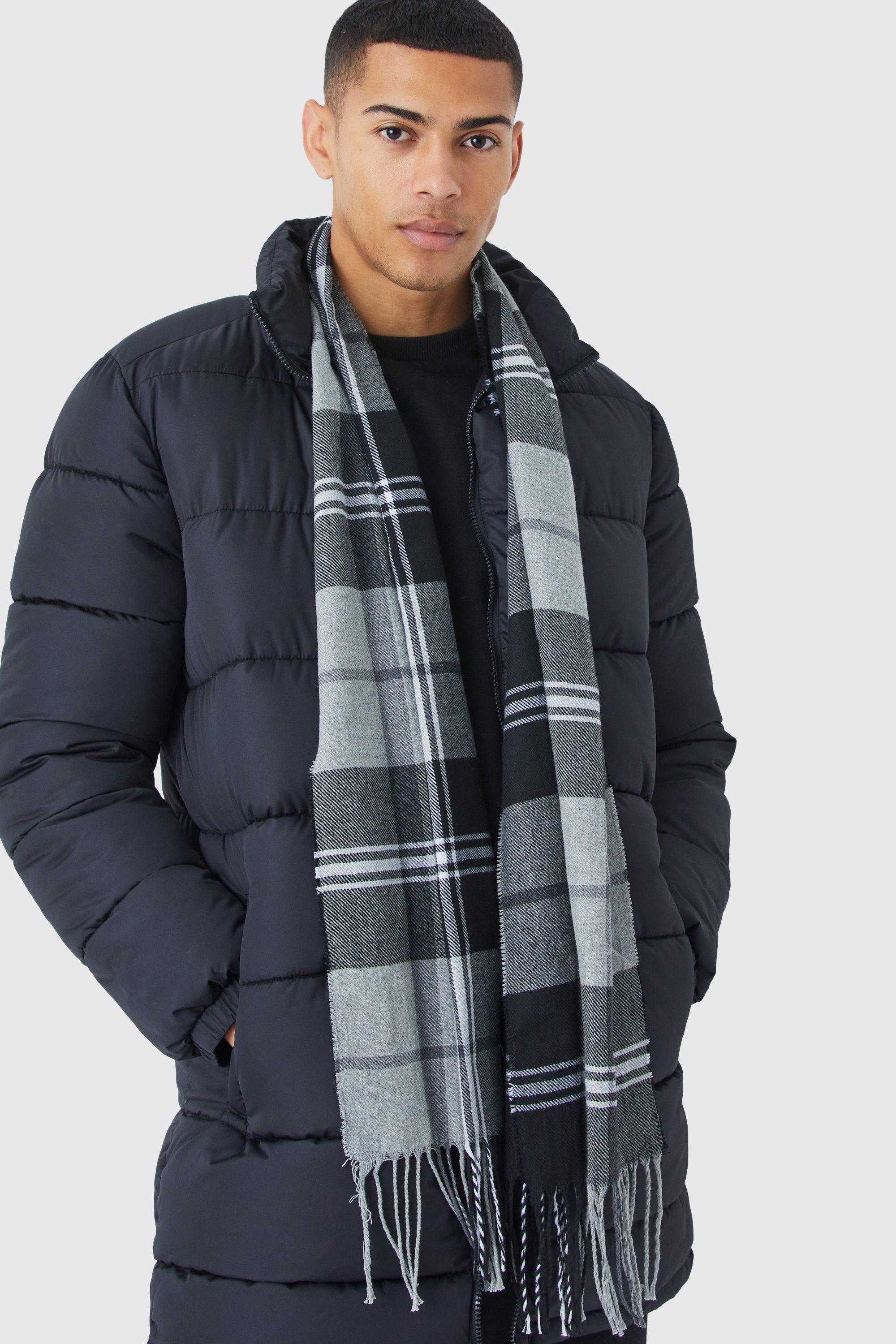 Black white check scarf store