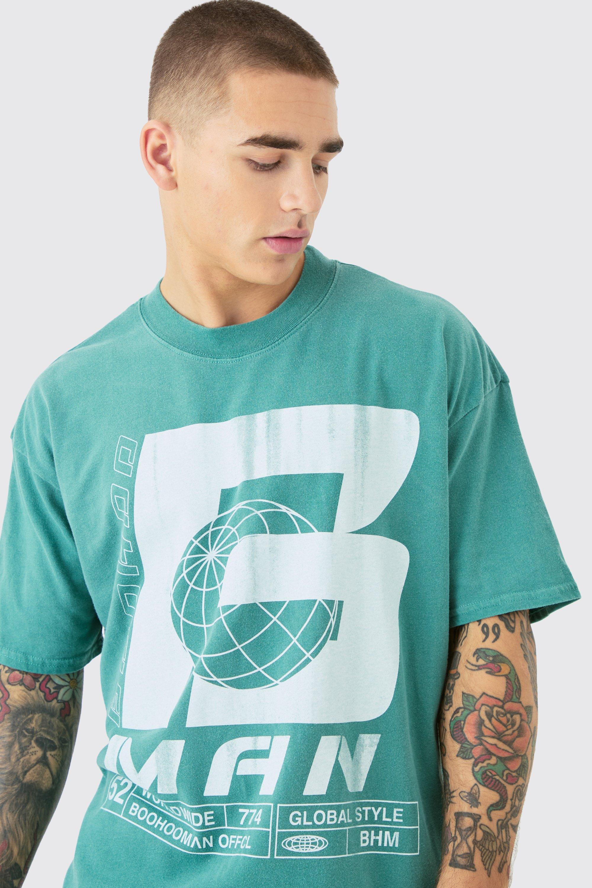 Oversized Washed Geometric B Graphic T-Shirt Oversized Washed Geometric B Graphic T-Shirt