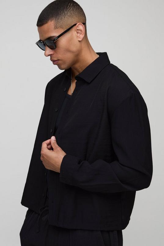 Crinkle Oversized Boxy Long Sleeve Shirt | boohoo USA Crinkle Oversized Boxy Long Sleeve Shirt | boohoo USA