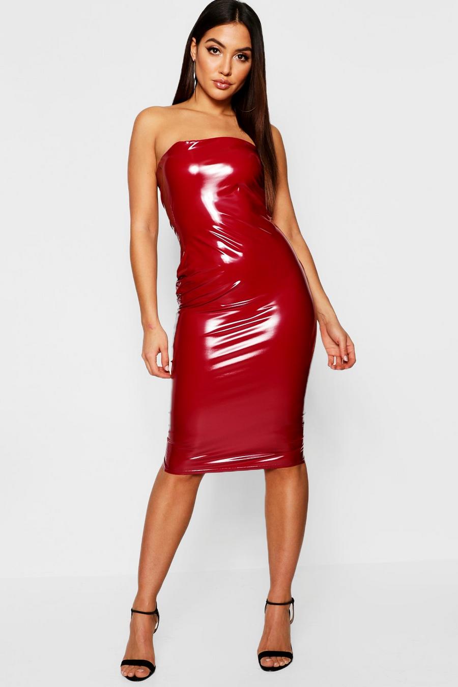 Vinyl Bandeau Midi Dress | boohoo Vinyl Bandeau Midi Dress | boohoo