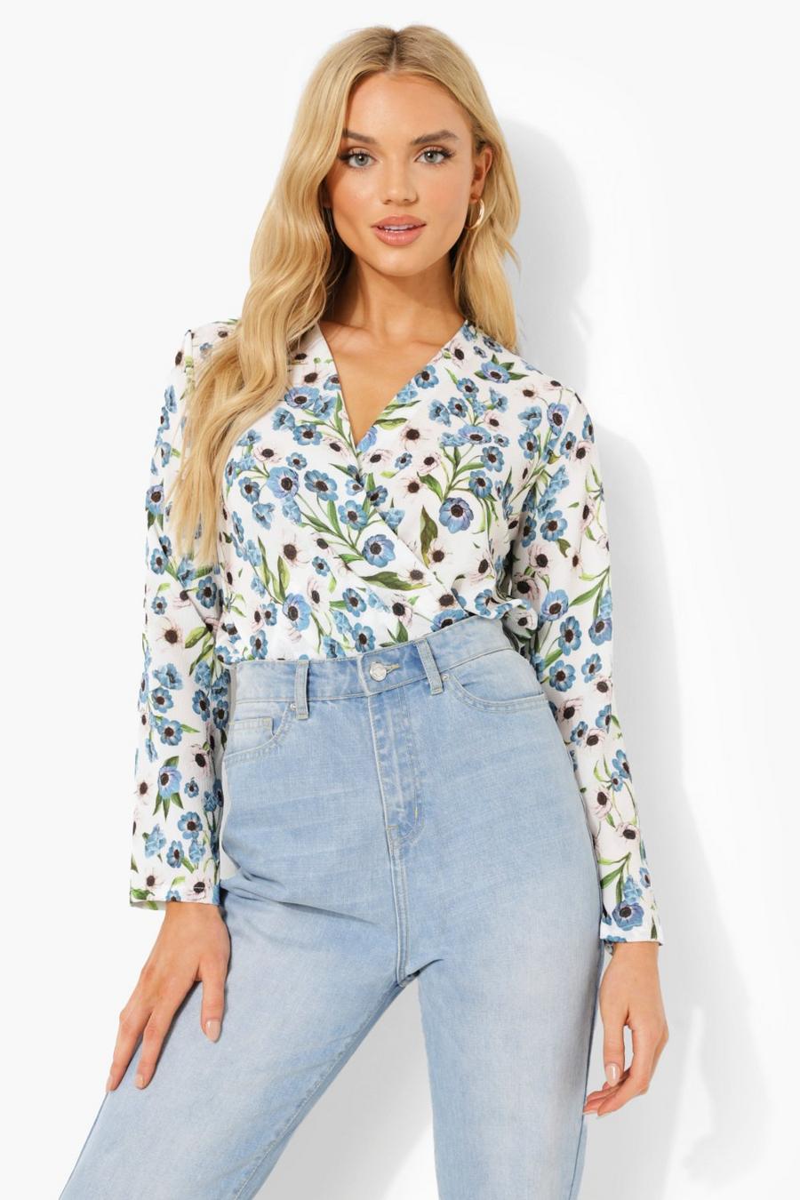Floral Wrap Bodysuit | boohoo Floral Wrap Bodysuit | boohoo
