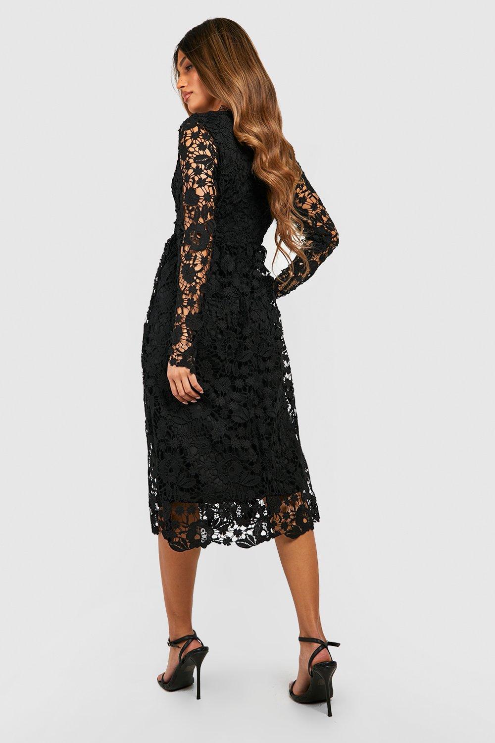 Black Crochet Dress Long Sleeve Dresses Images 2022