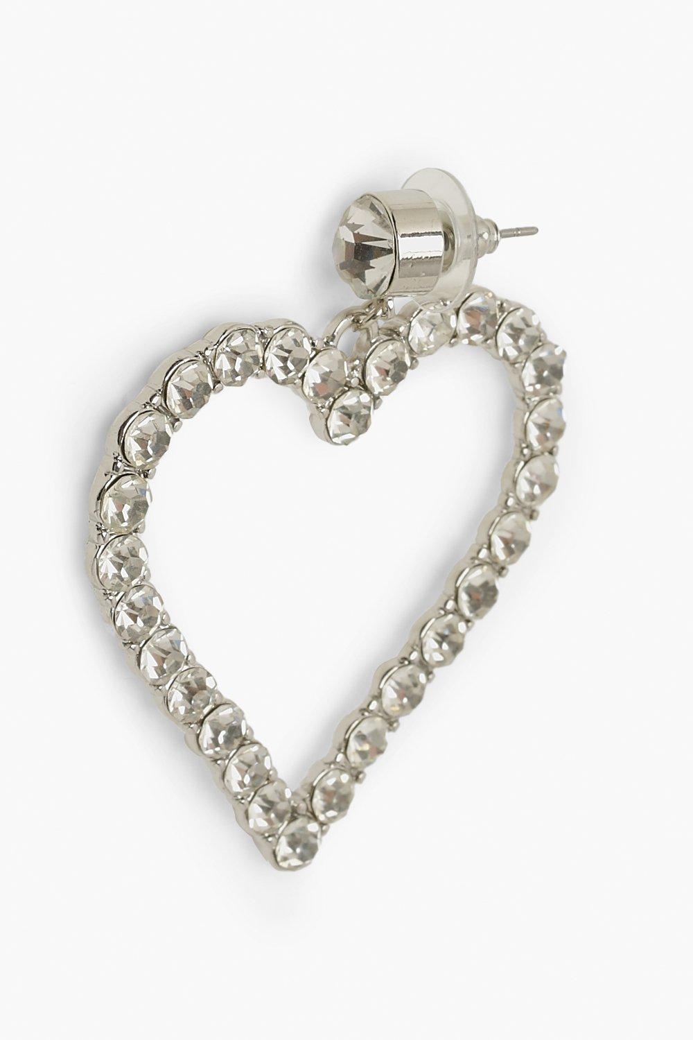 Rhinestone heart hoop earrings store