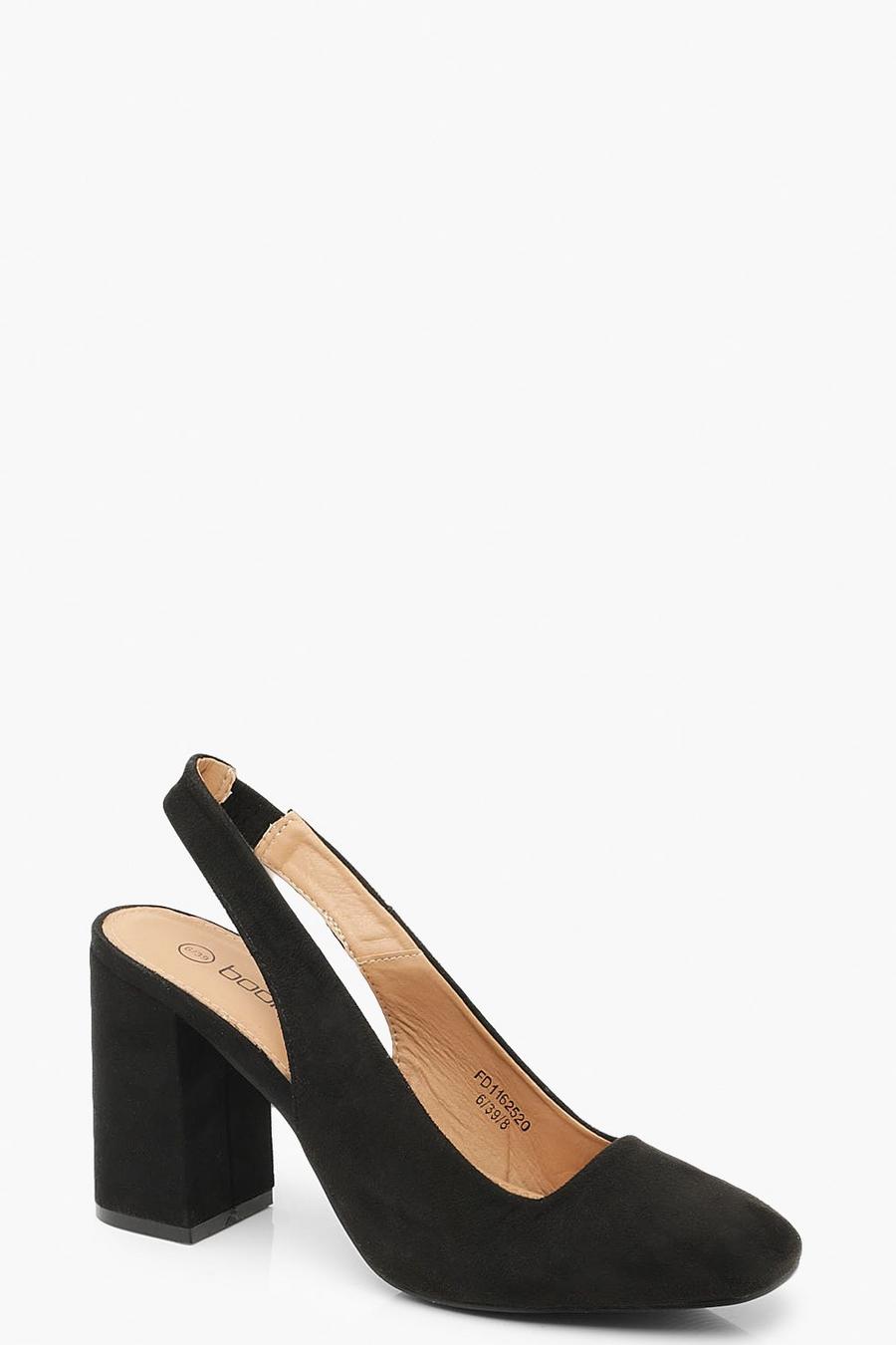 Block Heel Square Toe Slingback Court Shoes | boohoo Block Heel Square Toe Slingback Court Shoes | boohoo