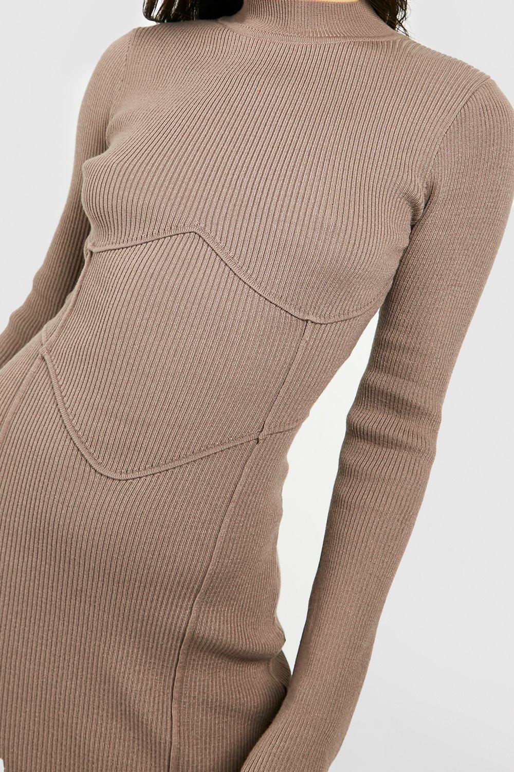 Premium Rib Knit Corset Contour Midi Dress | boohoo USA Premium Rib Knit Corset Contour Midi Dress | boohoo USA