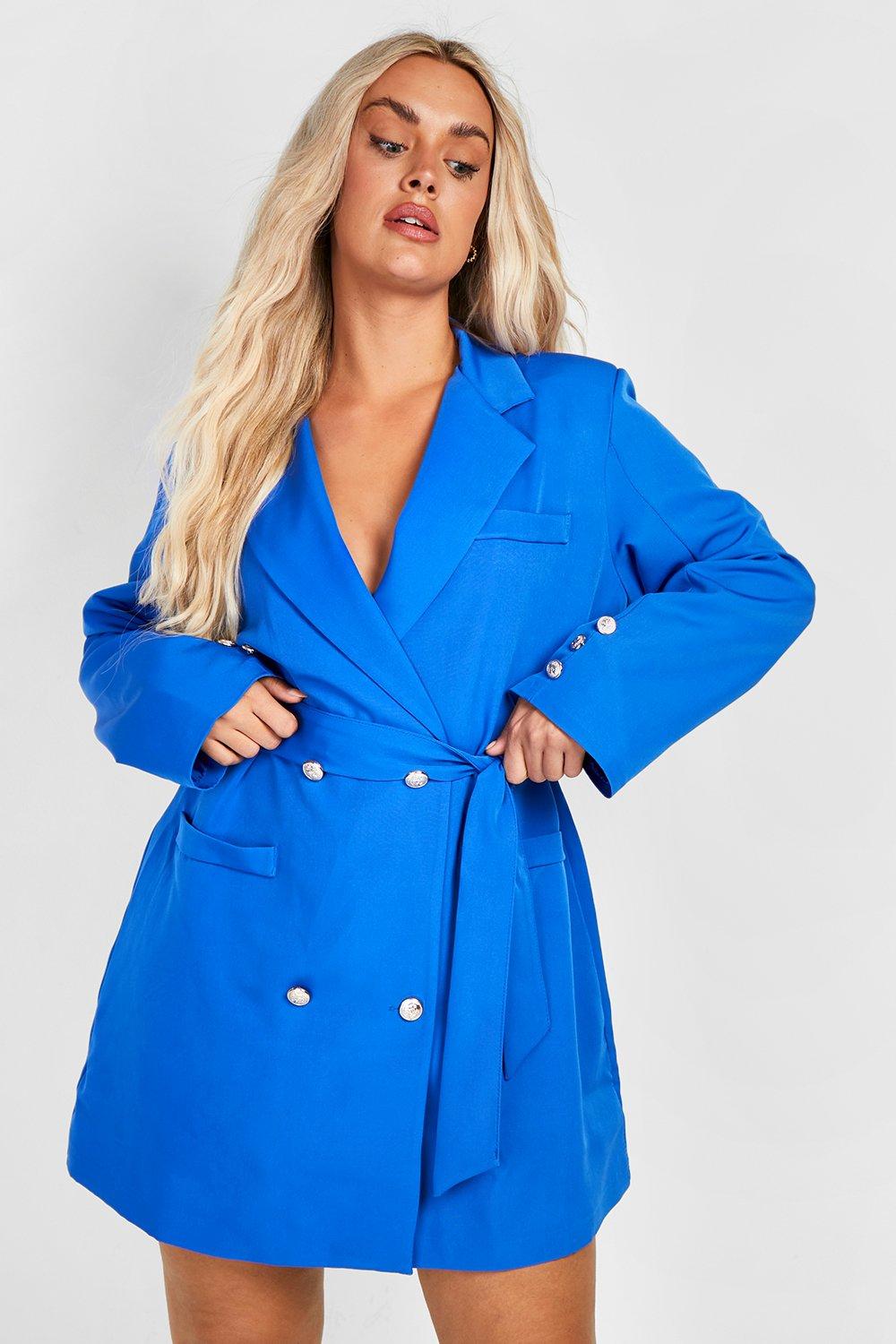 Boohoo Plus Double Breasted Belted Blazer Dress Debenhams
