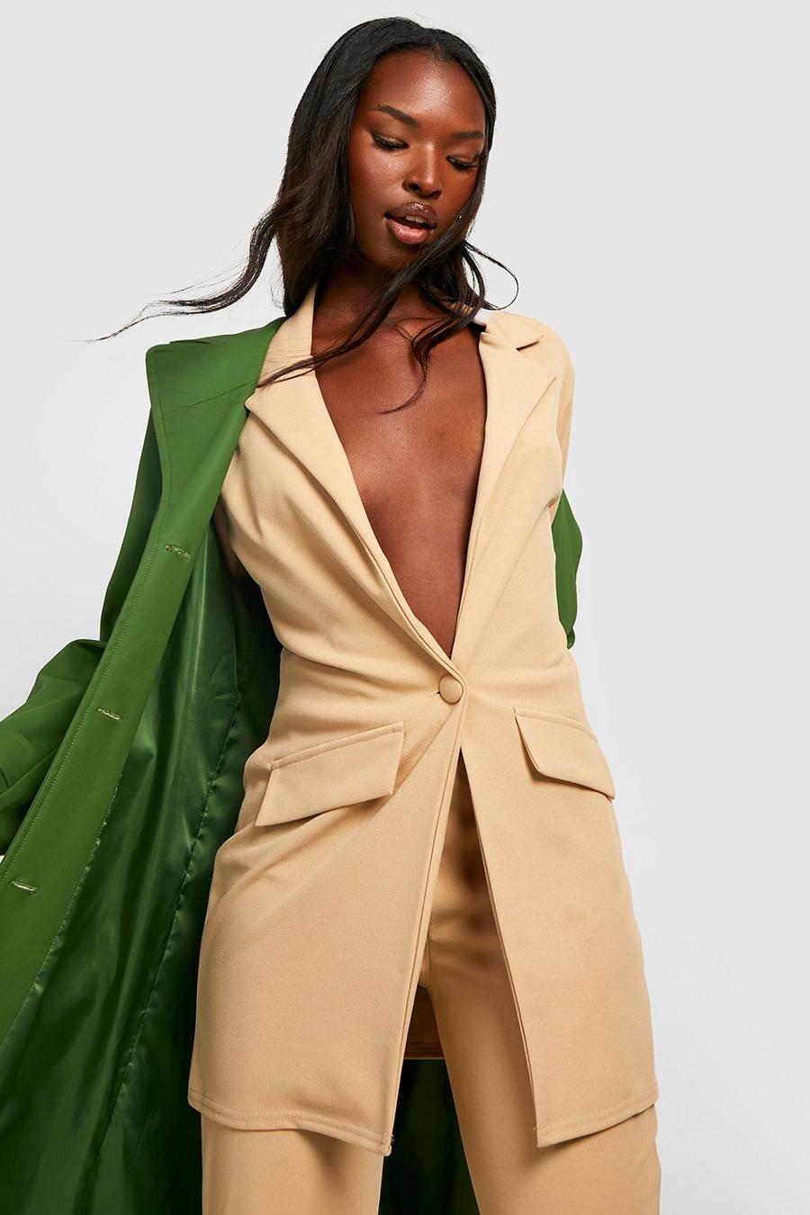 Jersey Knit Fitted Shoulder Pad Blazer | boohoo USA Jersey Knit Fitted Shoulder Pad Blazer | boohoo USA