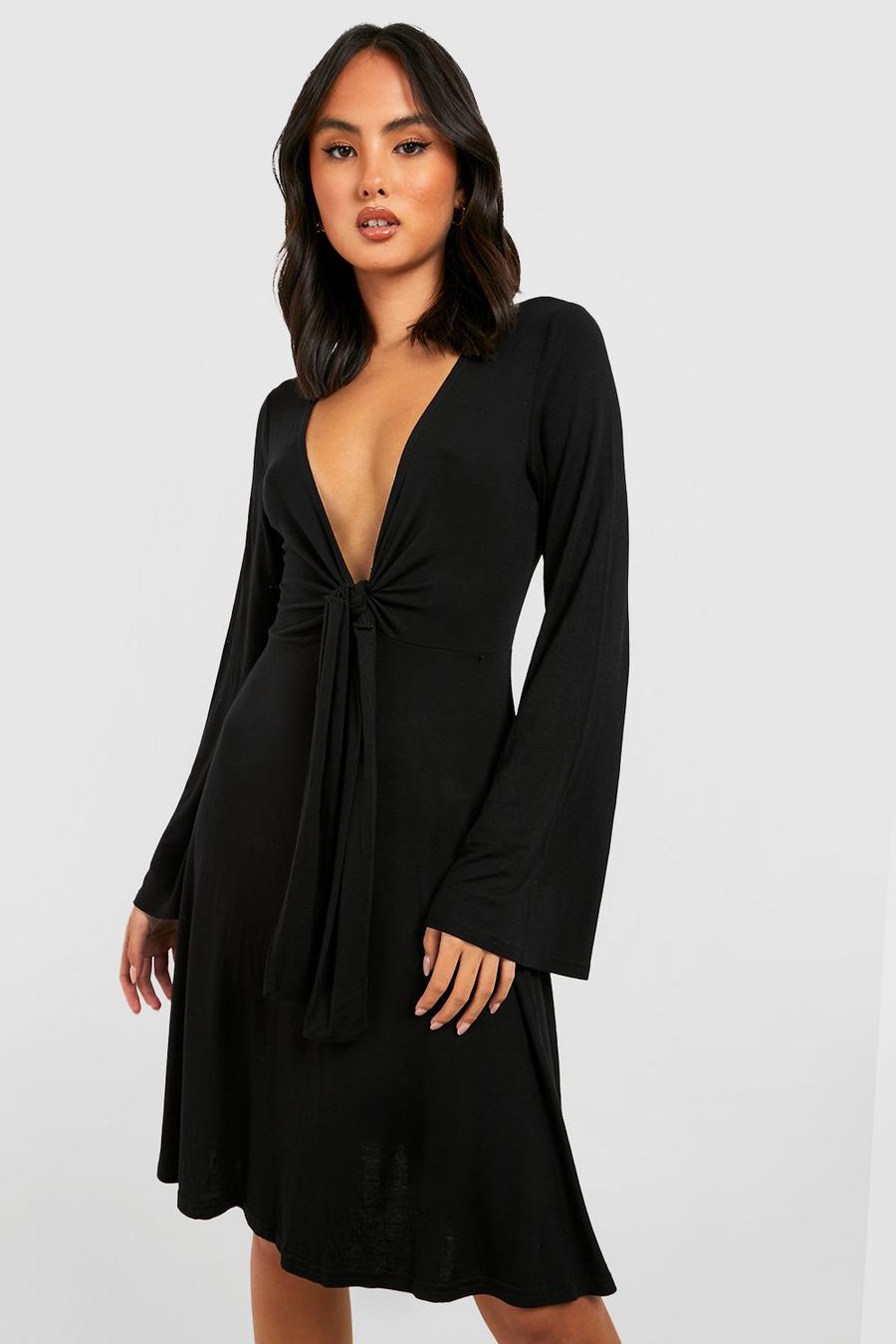 Tie Front Cut Out Mini Skater Dress | boohoo Tie Front Cut Out Mini Skater Dress | boohoo