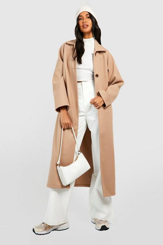 Oversized Split Back Detail Wool Coat | boohoo USA Oversized Split Back Detail Wool Coat | boohoo USA