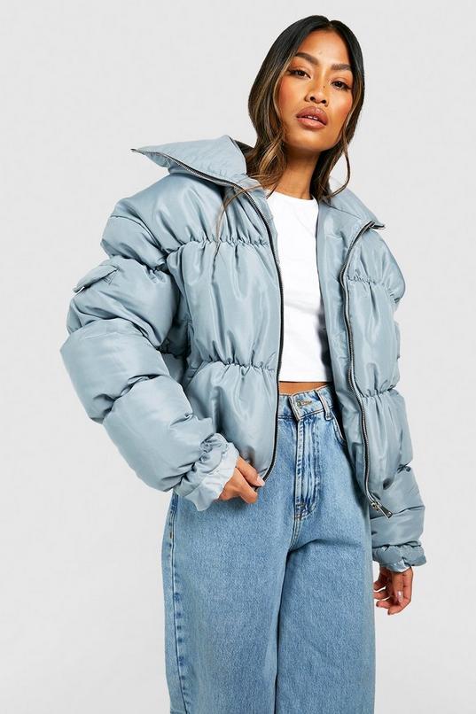 Ruched Detail Puffer Jacket | boohoo USA Ruched Detail Puffer Jacket | boohoo USA