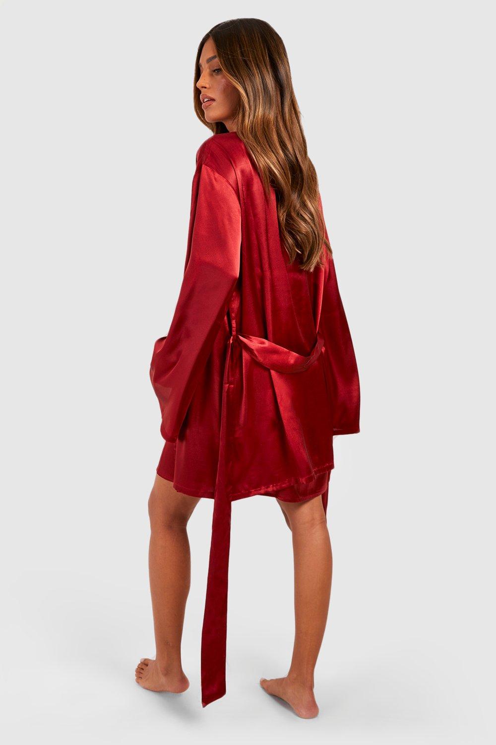 Red satin robe store