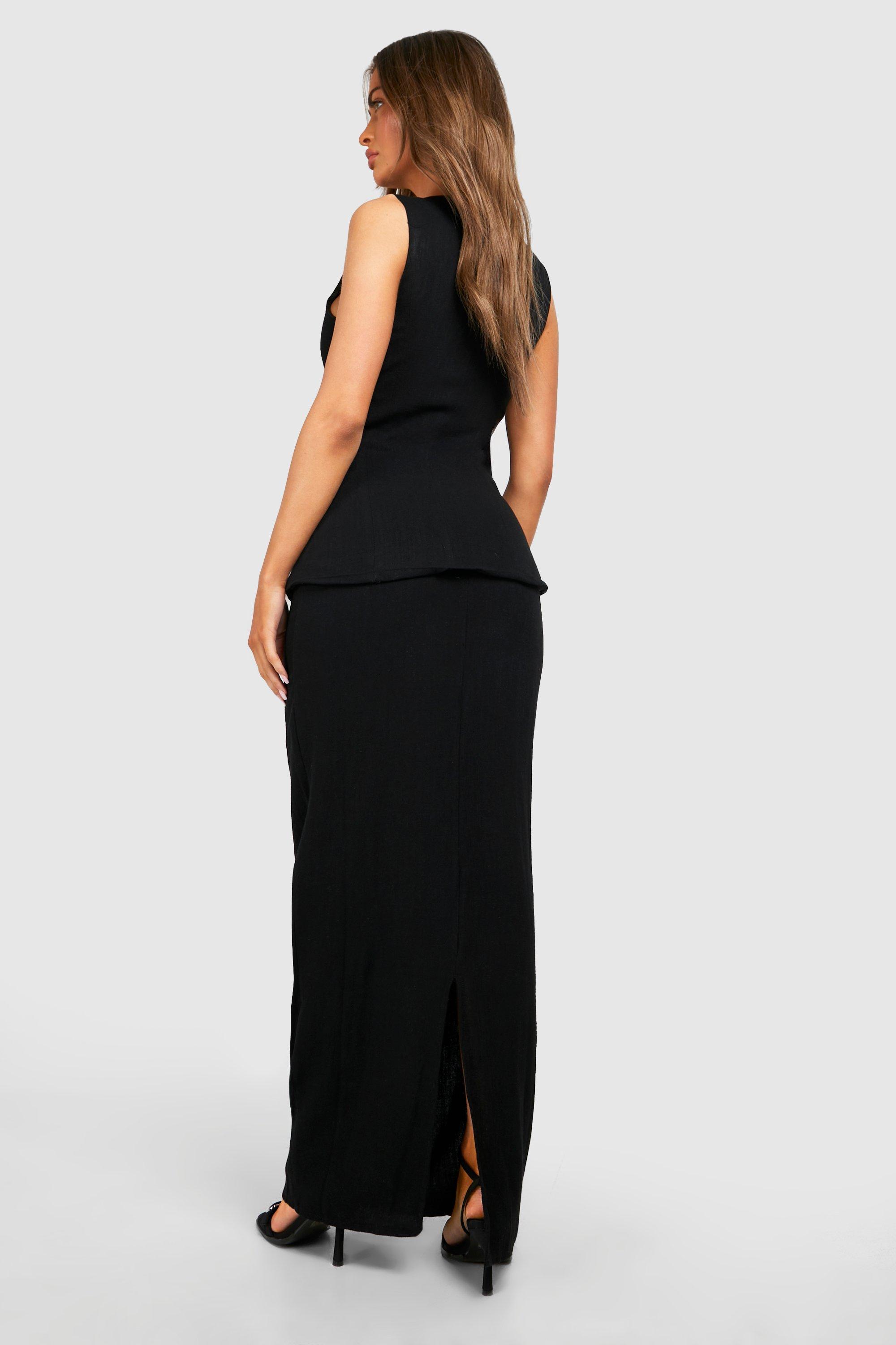 Black fitted maxi skirt store