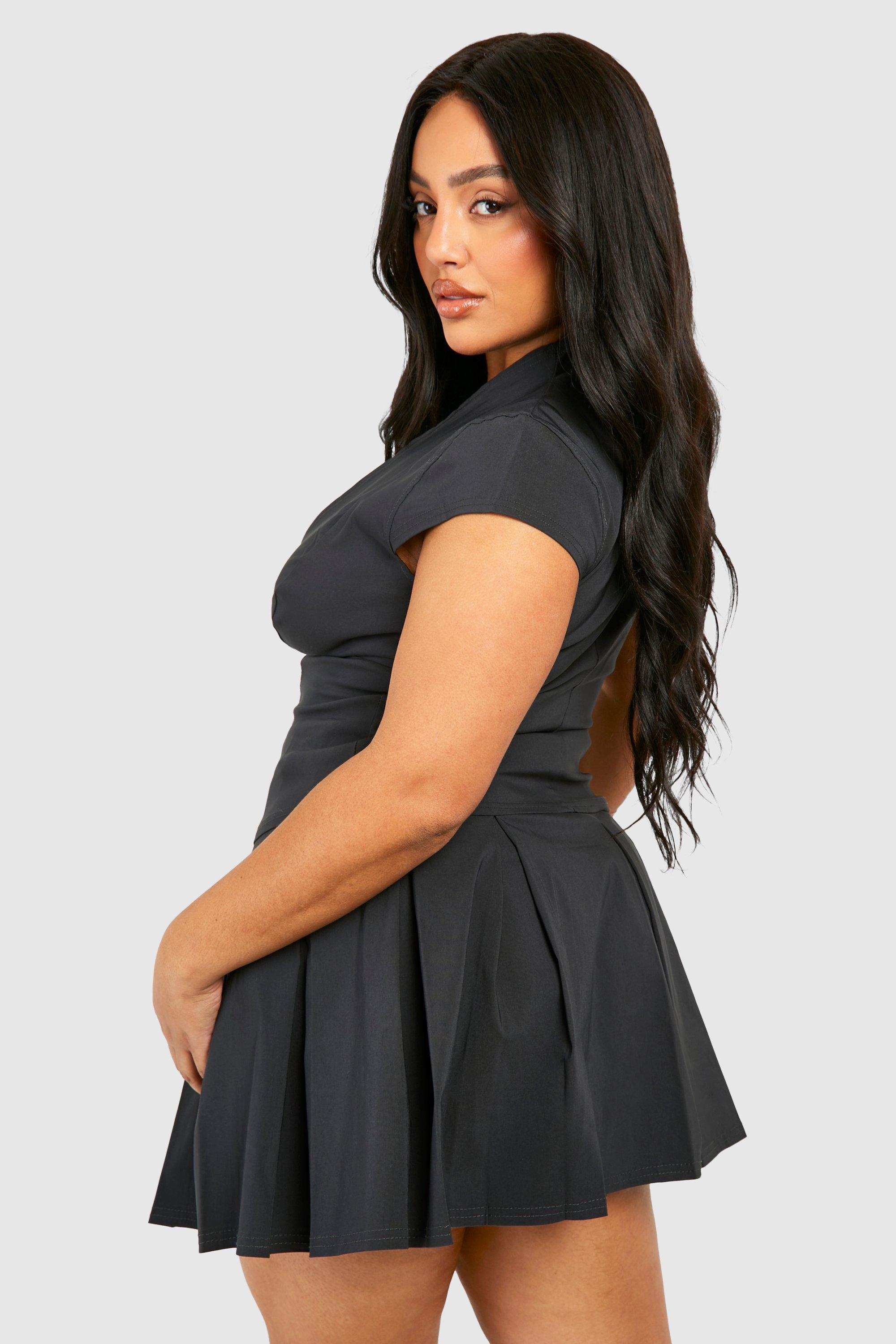 Plus Hook And Eye Cap Sleeve Corset Top | boohoo USA Plus Hook And Eye Cap Sleeve Corset Top | boohoo USA