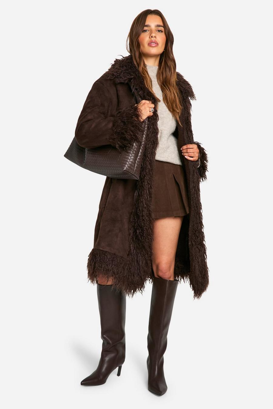 Faux Fur Trim Bonded Maxi Coat | boohoo USA Faux Fur Trim Bonded Maxi Coat | boohoo USA