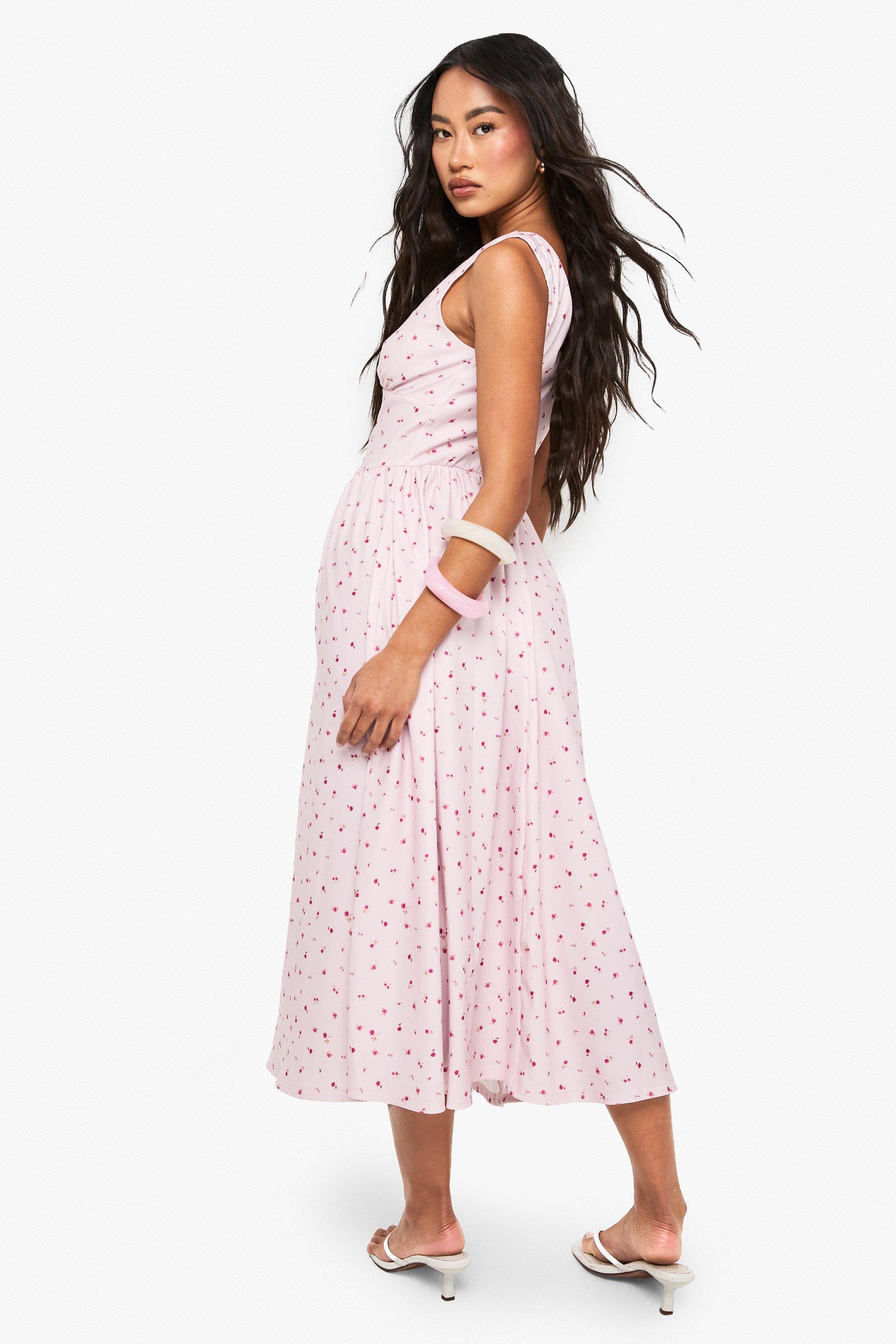 Ditsy Floral Tie Front Milkmaid Midaxi Dress | boohoo USA Ditsy Floral Tie Front Milkmaid Midaxi Dress | boohoo USA