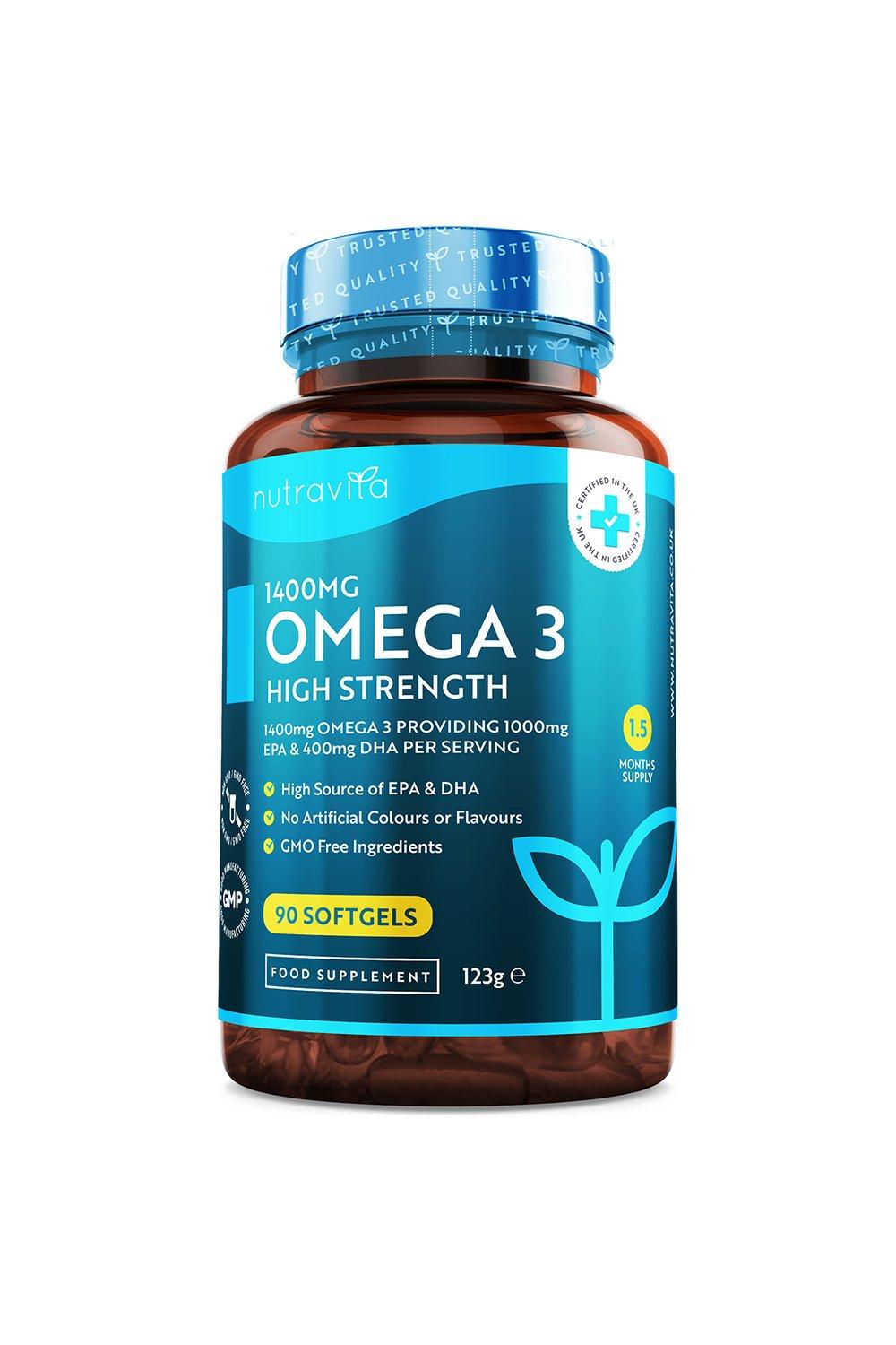 Nutravita Omega 3 High Strength 1400mg 90 Softgels | Debenhams