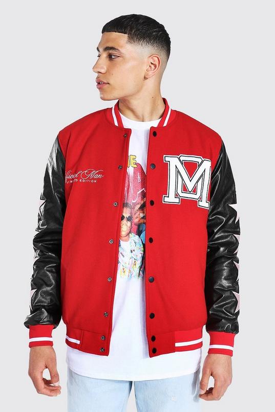 Om Star Sleeve Varsity Jacket Om Star Sleeve Varsity Jacket