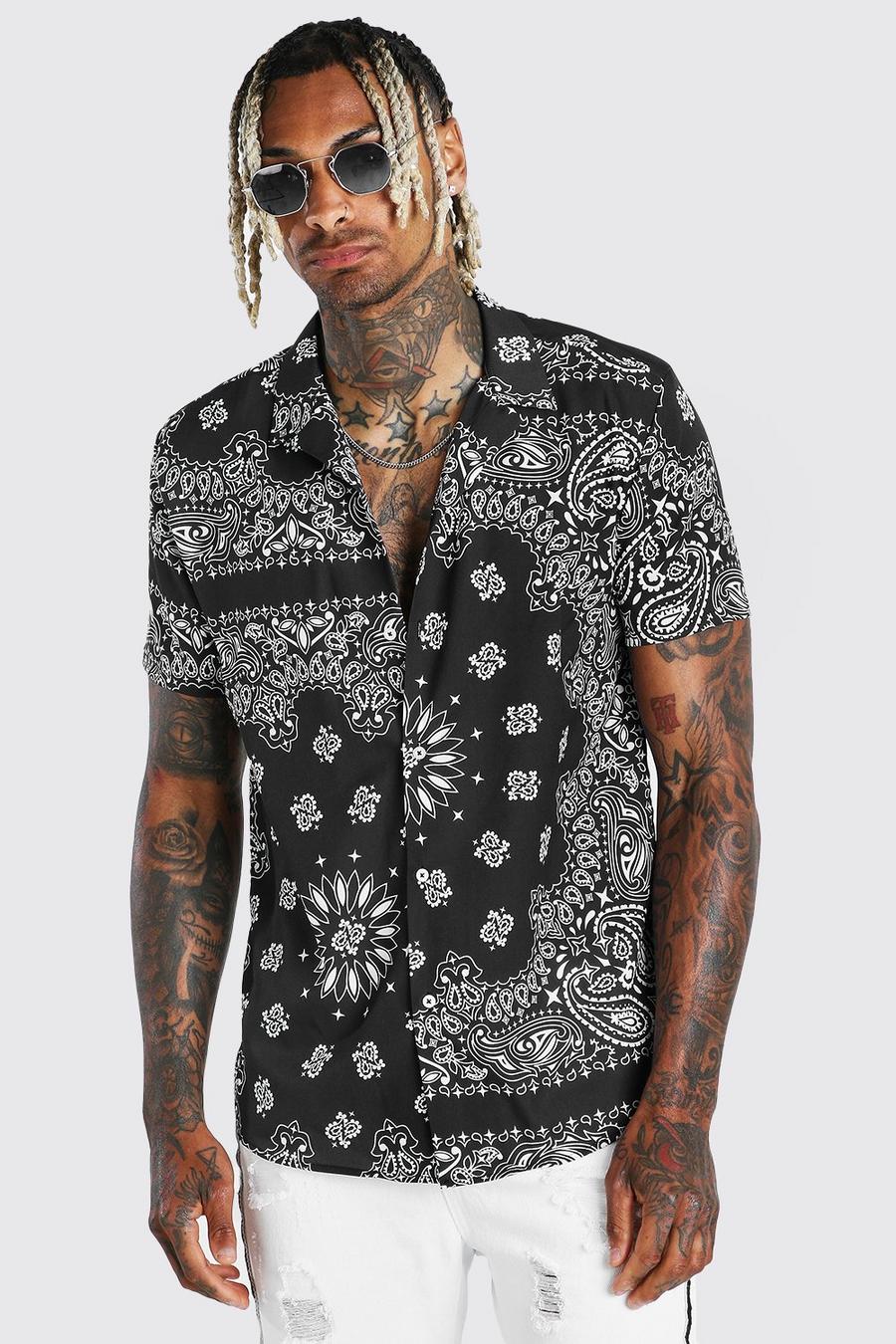 Short Sleeve Bandana Print Shirt | boohoo USA Short Sleeve Bandana Print Shirt | boohoo USA