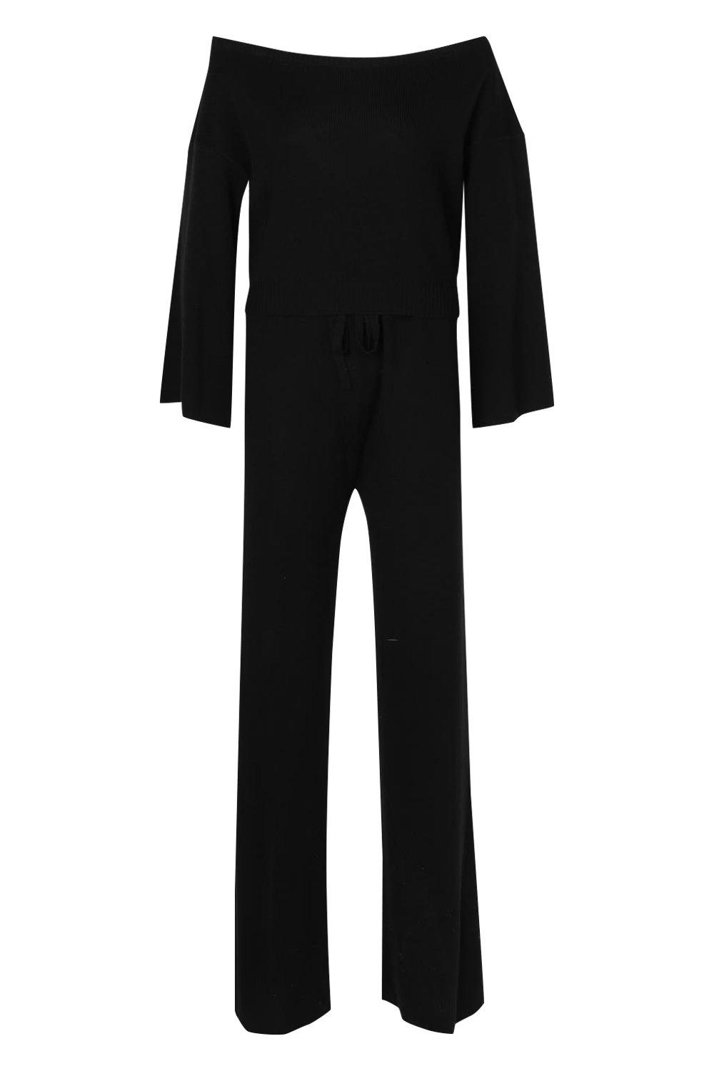Off Shoulder Top & Wide Leg Pants Lounge Set | boohoo USA Off Shoulder Top & Wide Leg Pants Lounge Set | boohoo USA