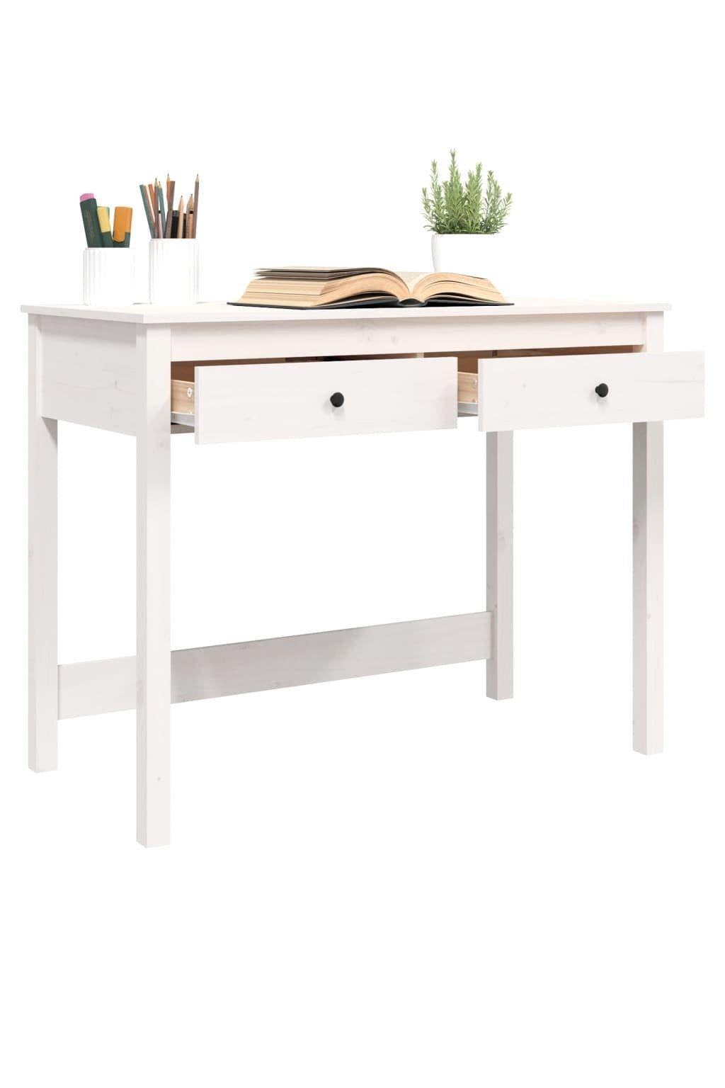 Desk with Drawers White 100x50x78 cm Solid Wood Pine boohoo UK