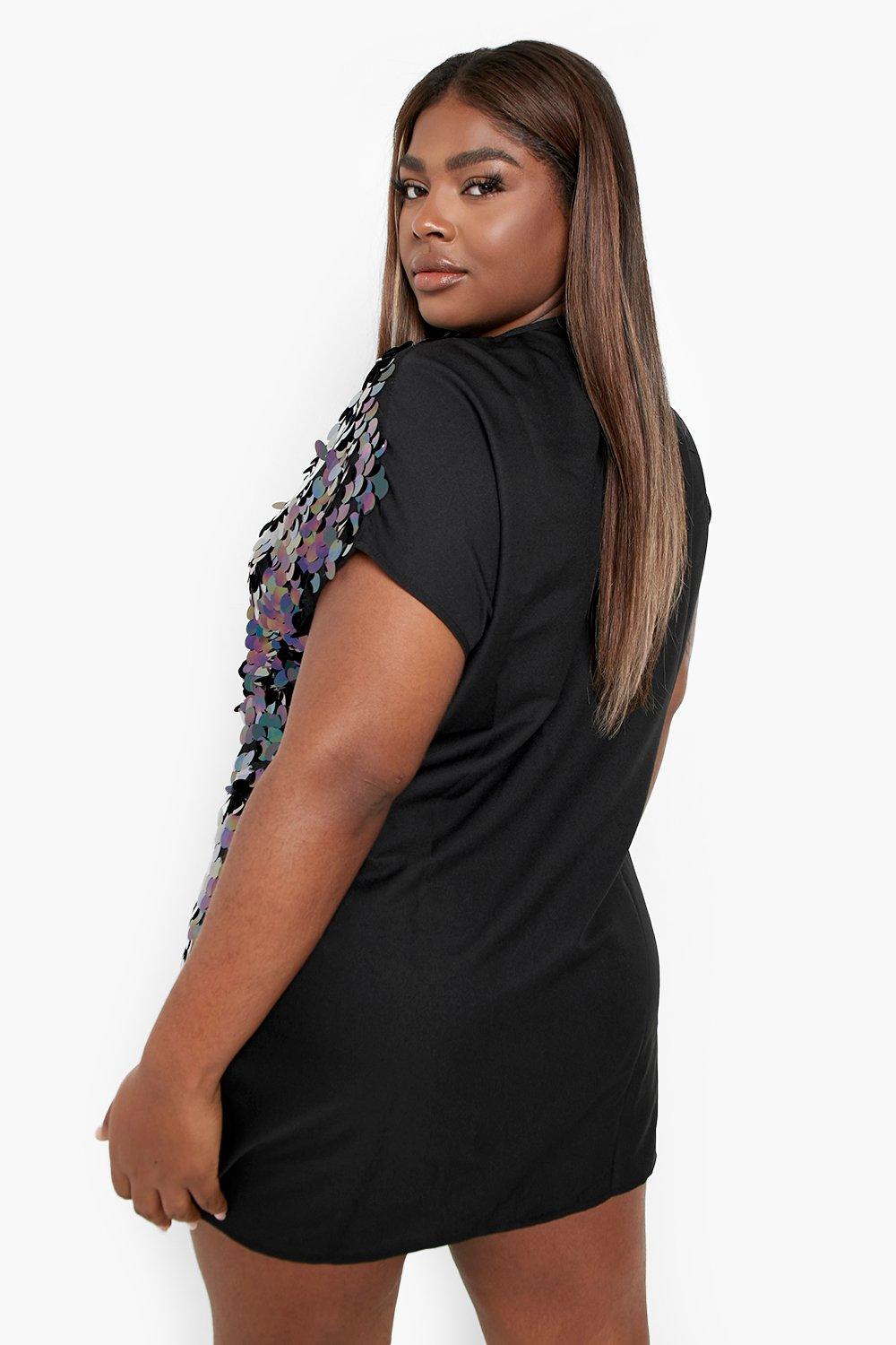Plus Sequin Disk Shift Dress | boohoo USA Plus Sequin Disk Shift Dress | boohoo USA
