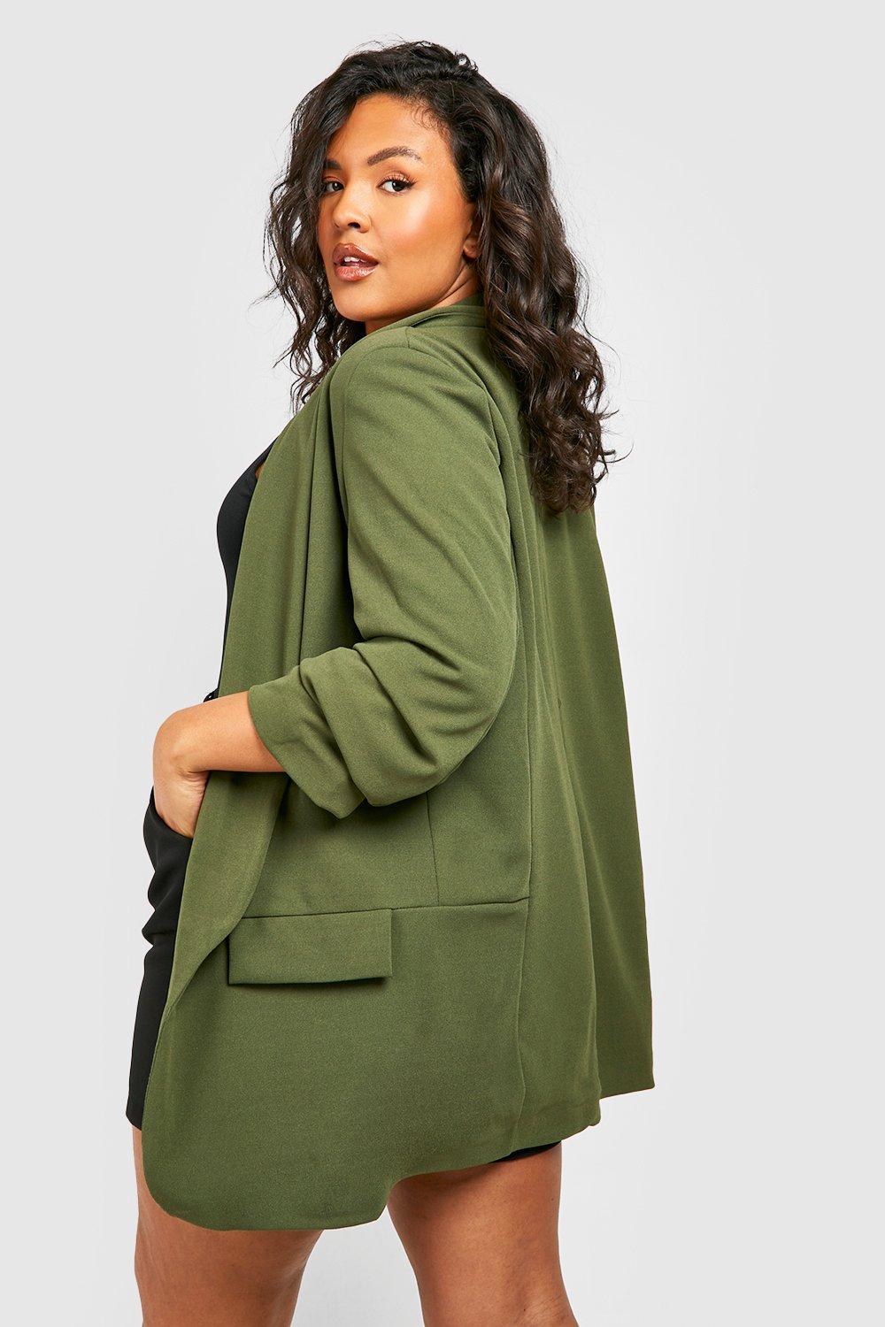 Plus Ruched Sleeve Blazer | boohoo USA Plus Ruched Sleeve Blazer | boohoo USA