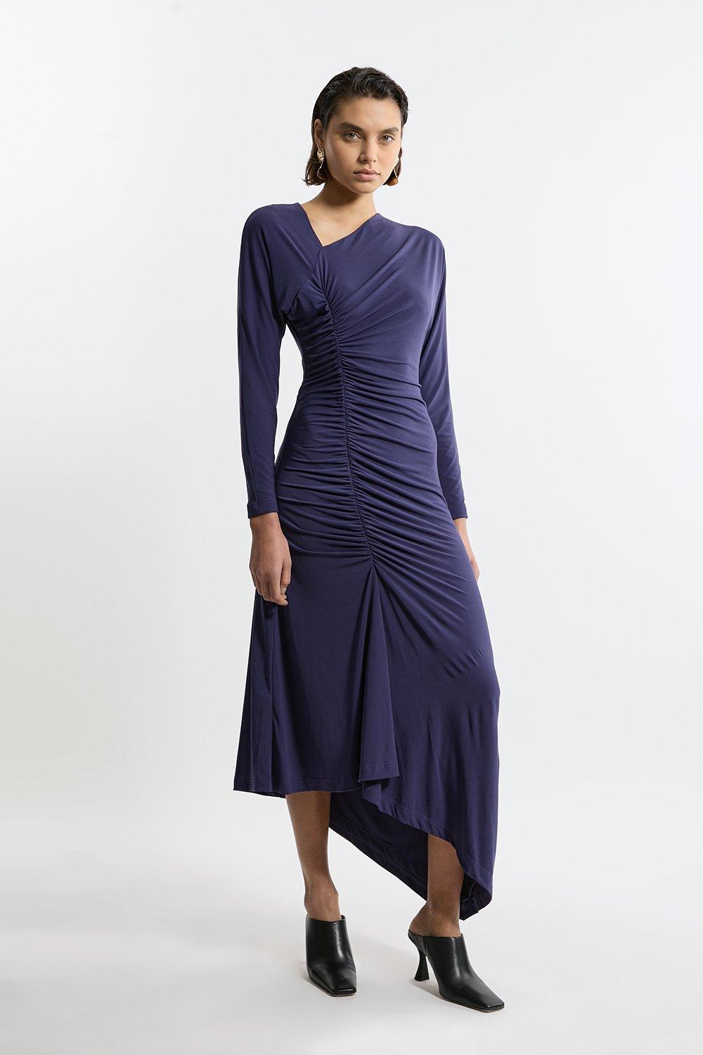 Pleated Georgette Belted Woven Midi Dress | Karen Millen Pleated Georgette Belted Woven Midi Dress | Karen Millen