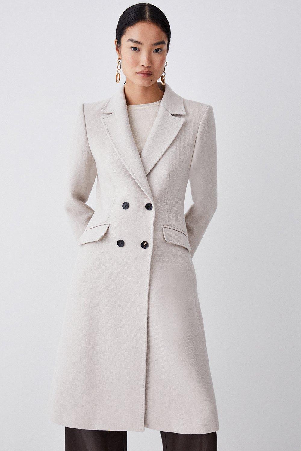 Tall Italian Manteco Wool Blend Asymmetric Button Belted Tall Italian Manteco Wool Blend Asymmetric Button Belted