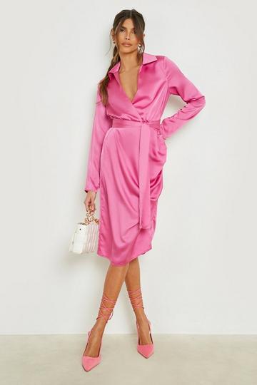 Pink Satin Dresses Boohoo Uk